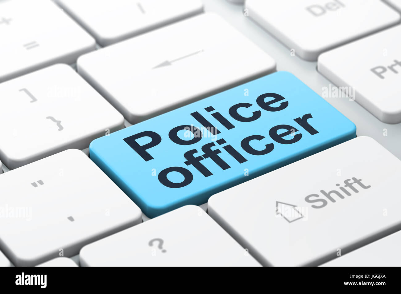 Law concept: Police Officer on computer keyboard background Stock Photo ...
