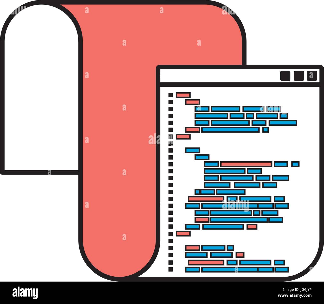 Silhouette Color Sections Of Programming Window With Long Script Code Stock Vector Image And Art
