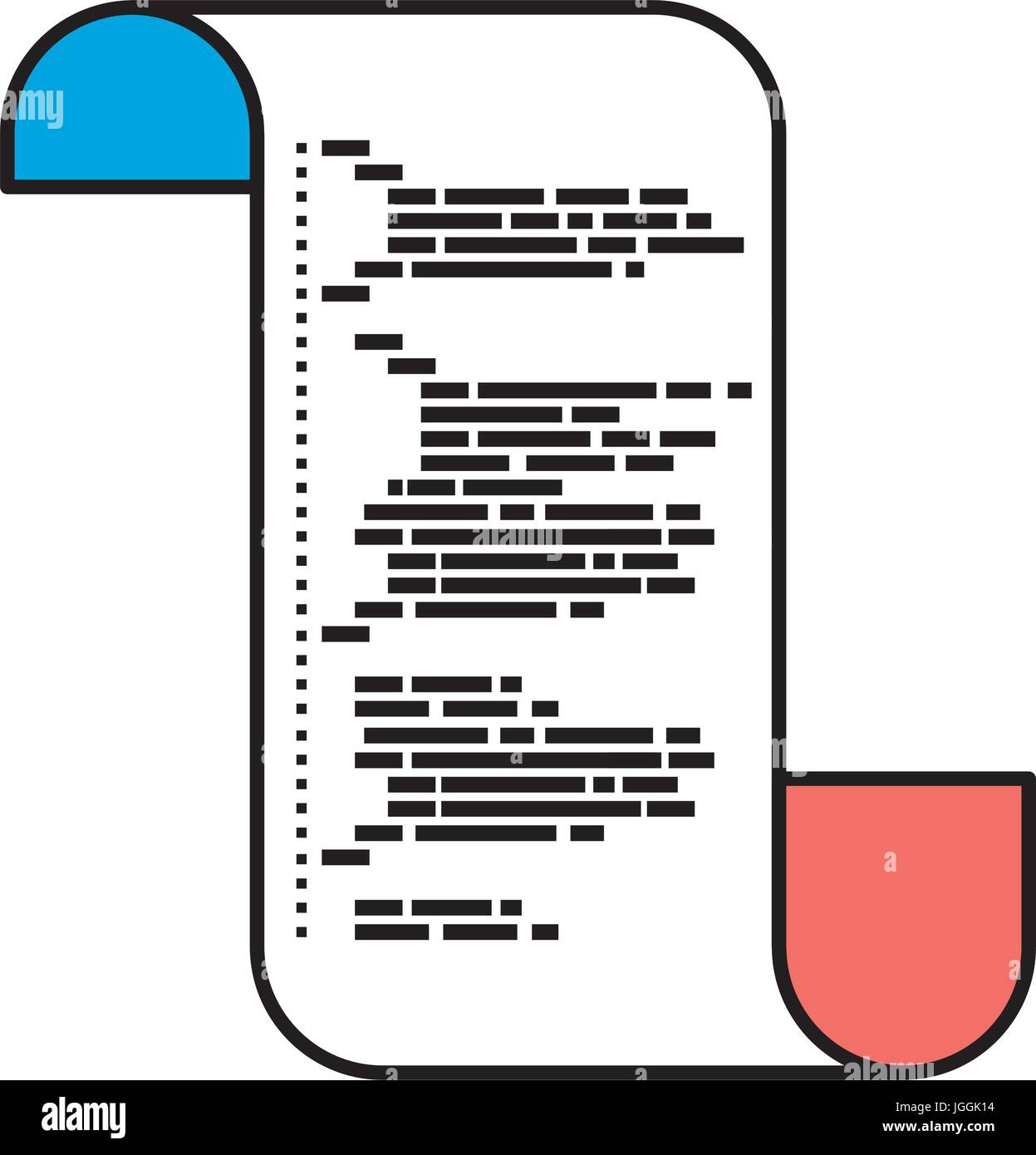 silhouette color sections of continuously sheet with printed source code in closeup Stock Vector ...
