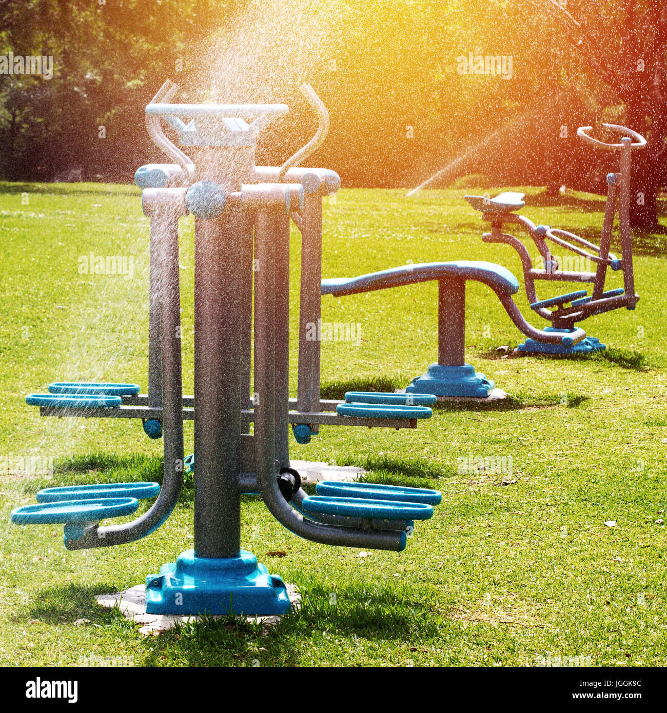 Fitness outdoors in summertime nature, gym in a park Stock Photo - Alamy