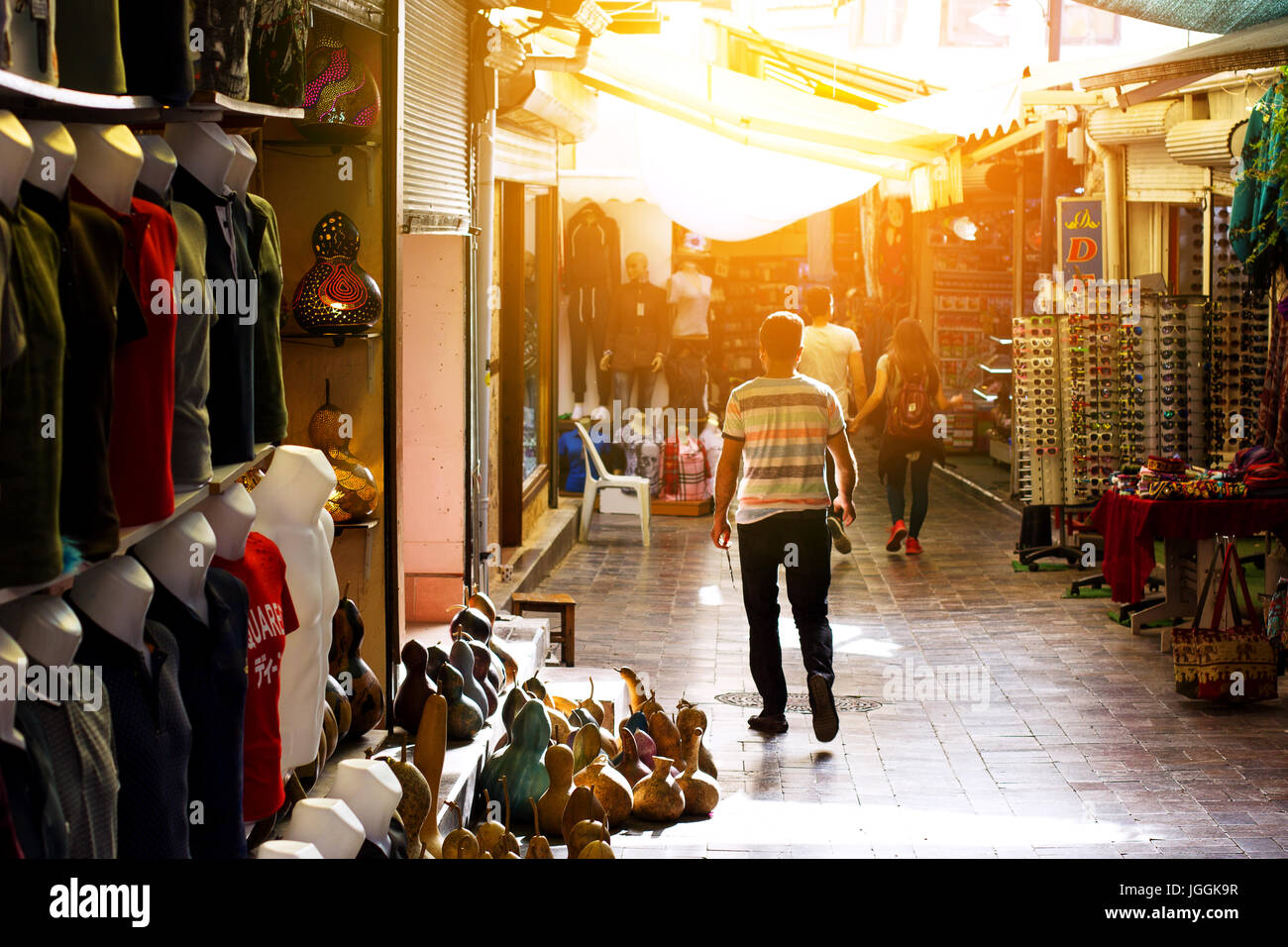 Authentic turkish bazaar, street view, sun light Stock Photo - Alamy
