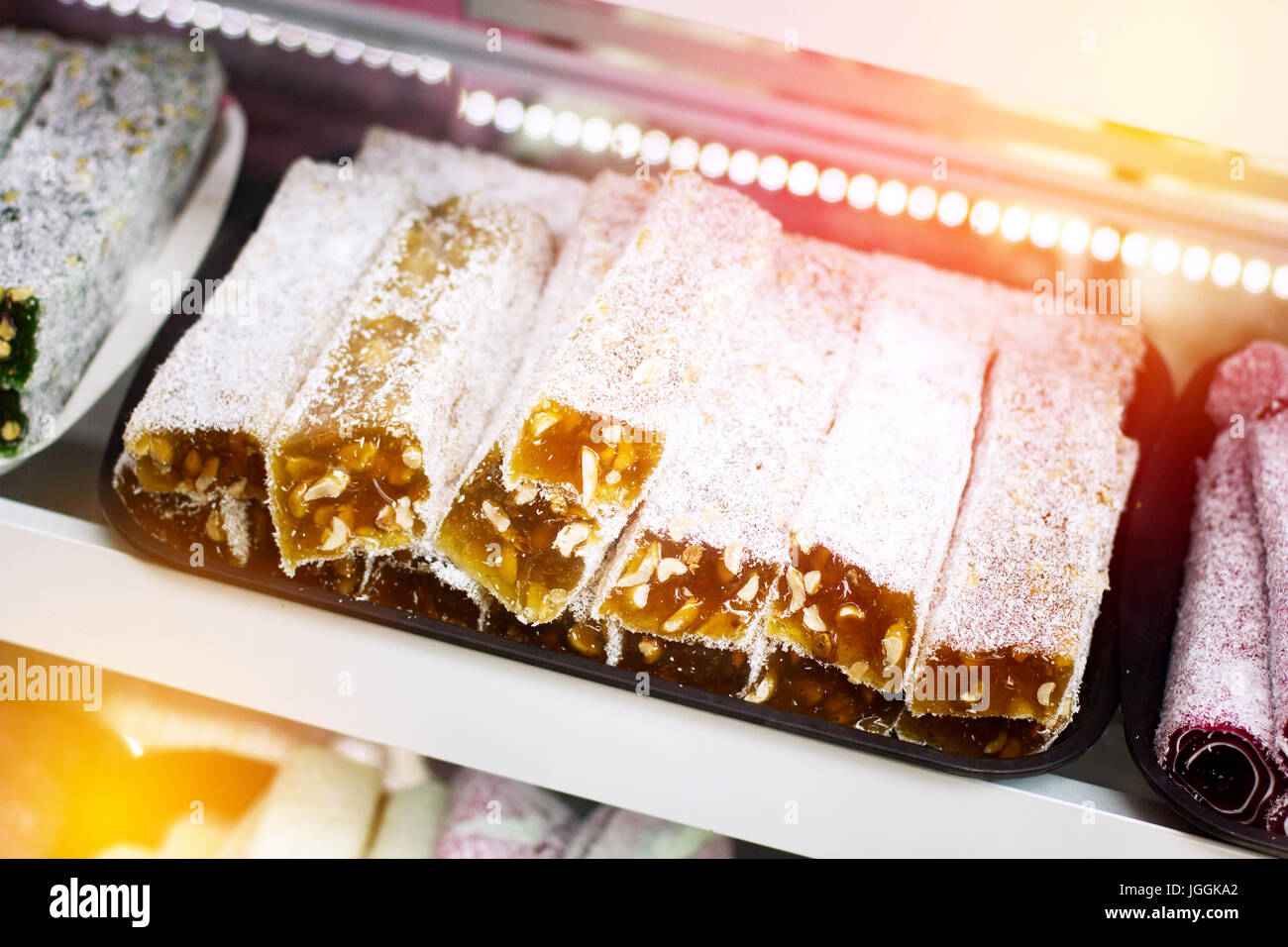 Turkish delight close-up on traditional street market Stock Photo - Alamy