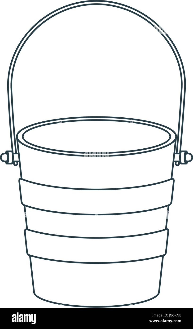 monochrome contour of metallic bucket container Stock Vector Image ...