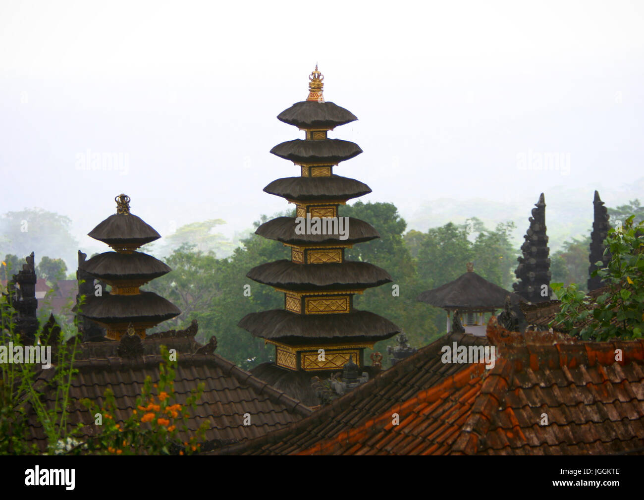 Meru towers at Besakih temple, Bali island, Mount Agung, Indonesia ...