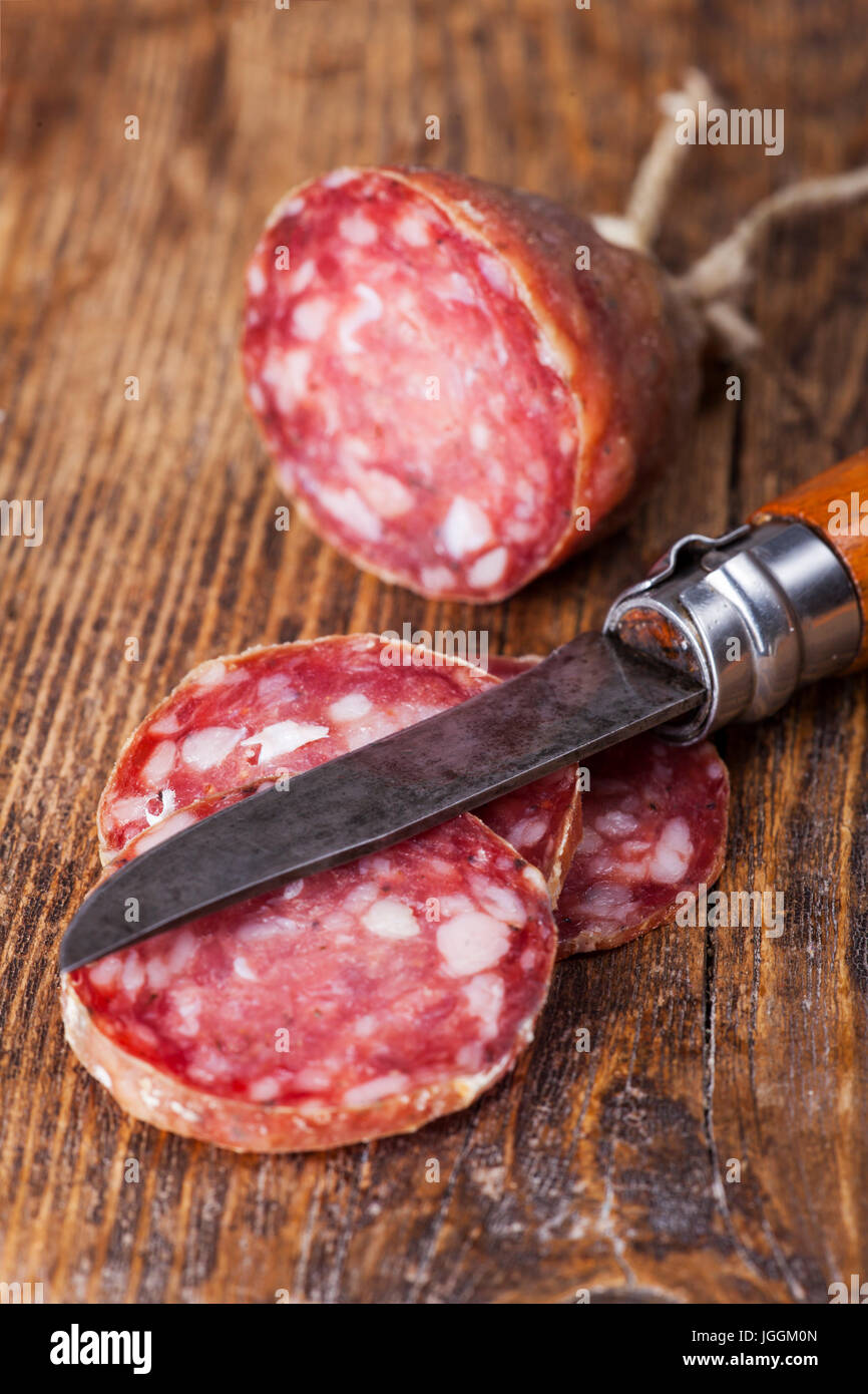 Spicy sausage and knife hi-res stock photography and images - Alamy