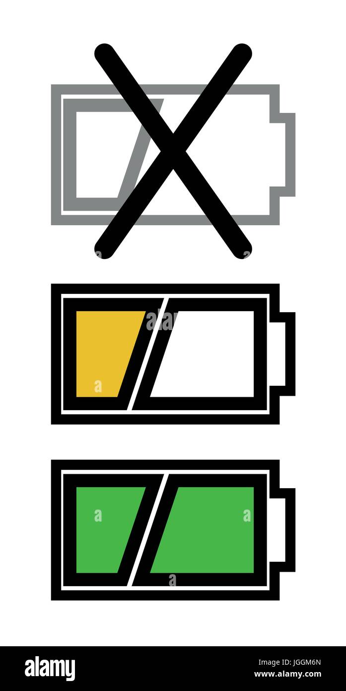Orange battery half charge icon Cut Out Stock Images & Pictures - Alamy