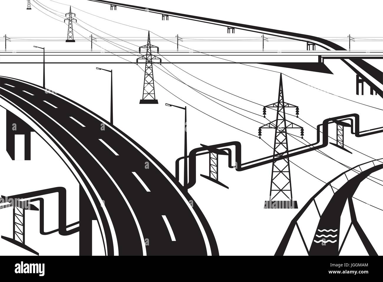 Different infrastructural Installations - vector illustration Stock ...