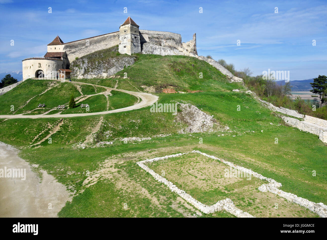 Medieval fortress ,citadel, in Rasnov, Brasov, Transylvania, Romania ...
