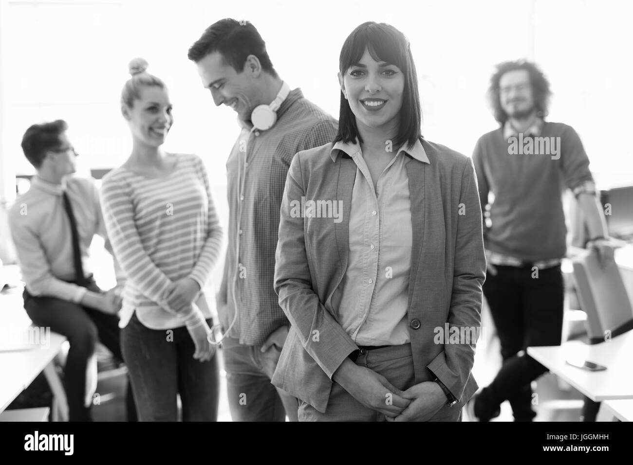 Portrait Of Successful Businesswoman Entrepreneur At Busy startup ...