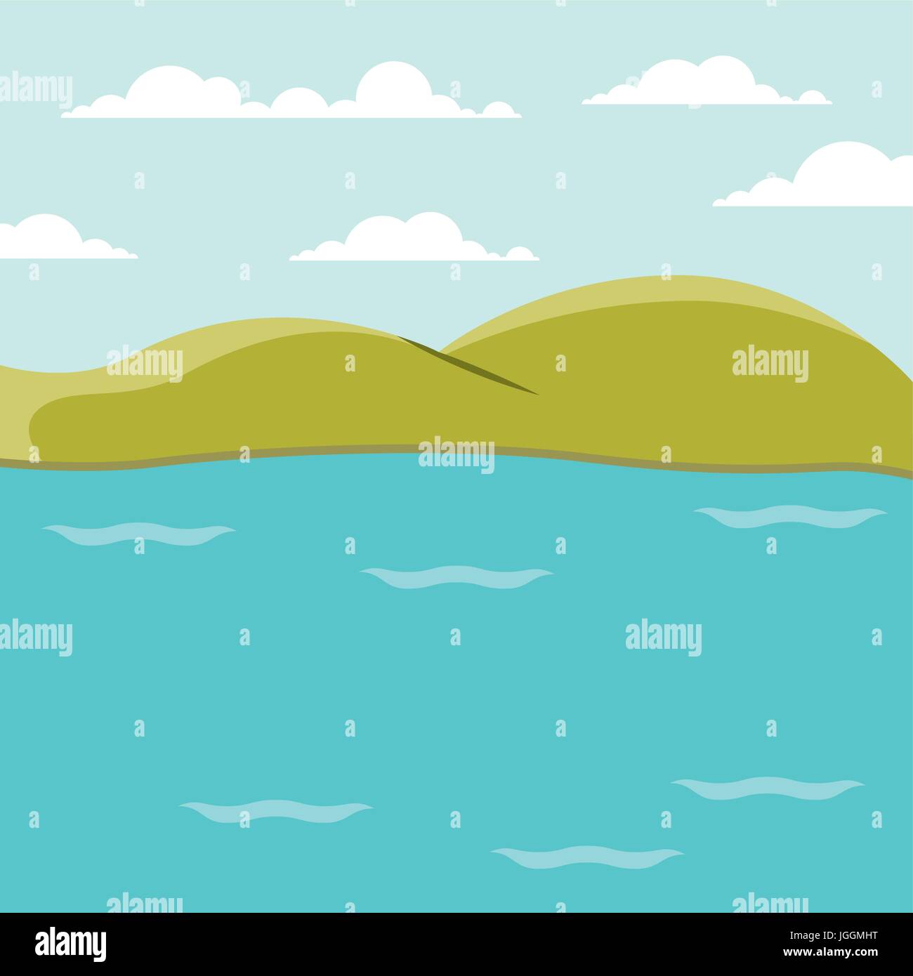 color background lake landscape with mountains Stock Vector Image & Art ...