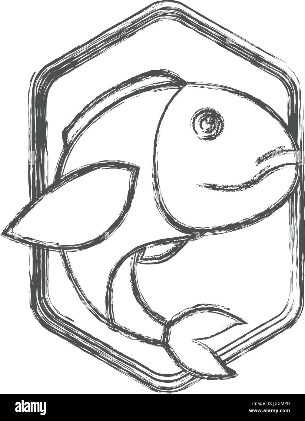 blurred sketch silhouette of diamond shape emblem with bass fish Stock ...