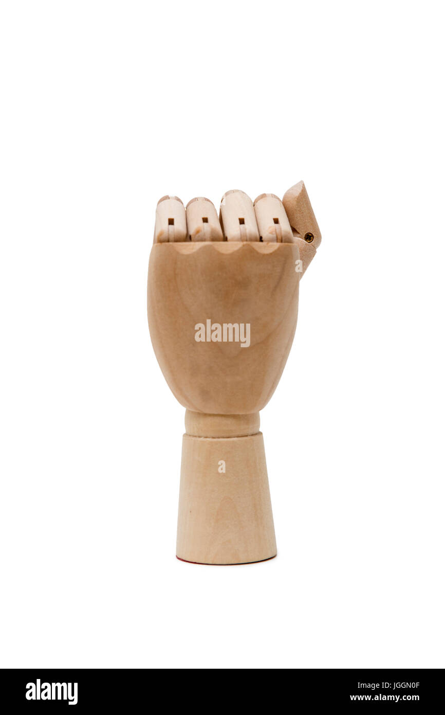 Wooden hand isolated on the white background Stock Photo - Alamy