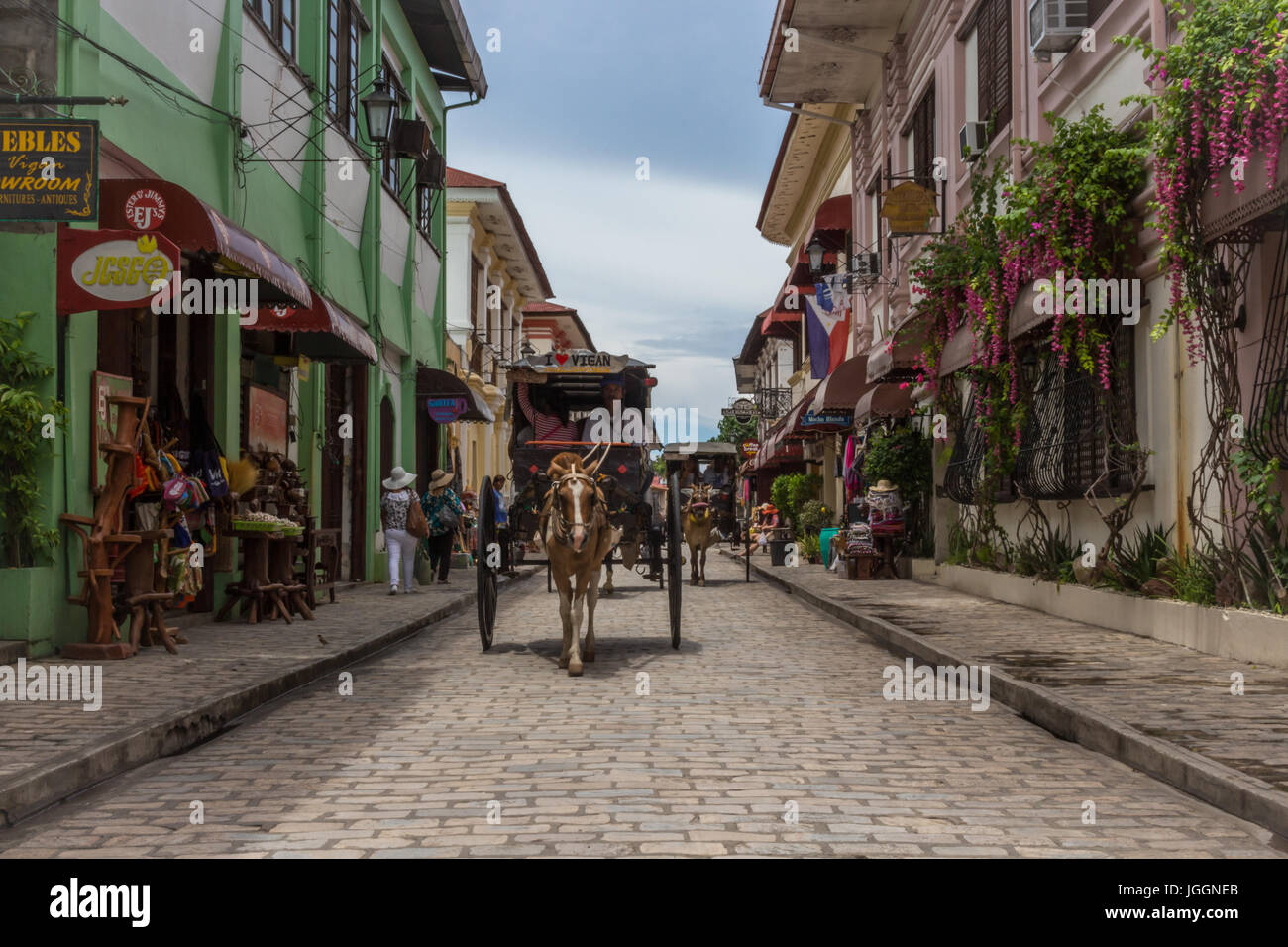 Kalesa in Vigan Street Stock Photo - Alamy