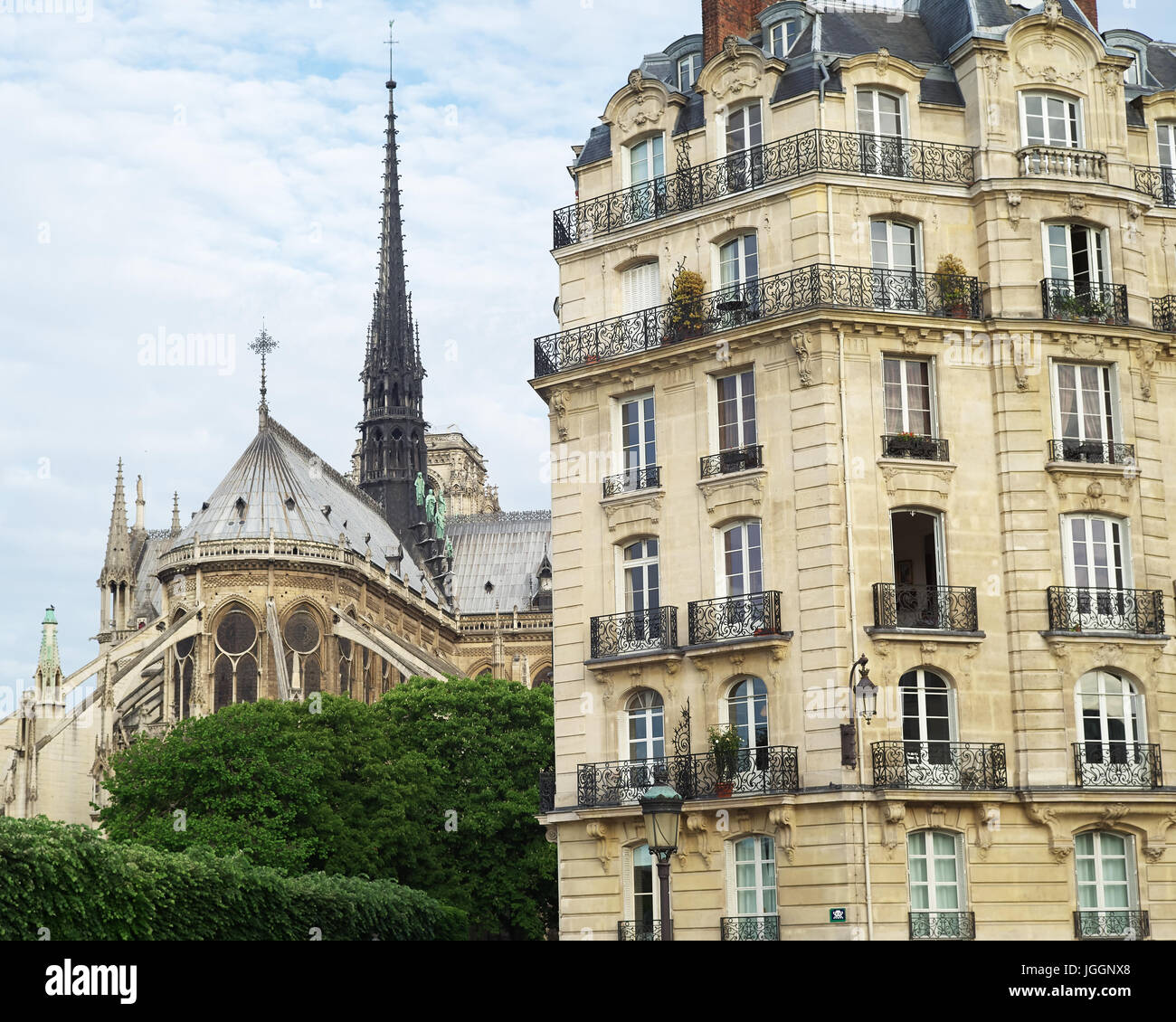 Notre Dame and Apartment Block, Paris, France Stock Photo - Alamy
