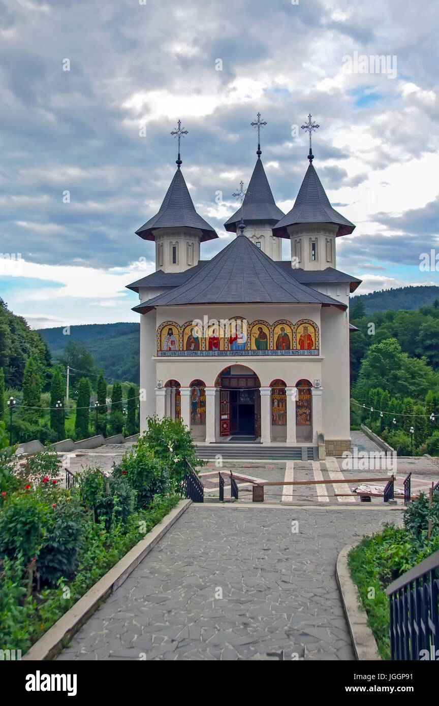 MOLDOVA, ROMANIA - JULY 4, 2014. Visiting the Monastery Sihastria Stock ...