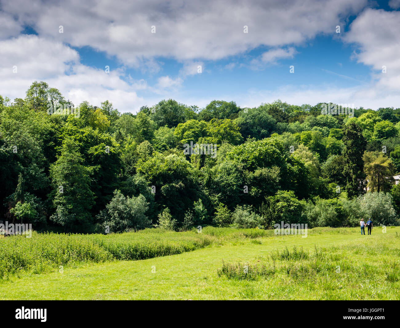 Couple Waling along Thames Path nr Goring-on-Thames, Oxfordshire, UK ...