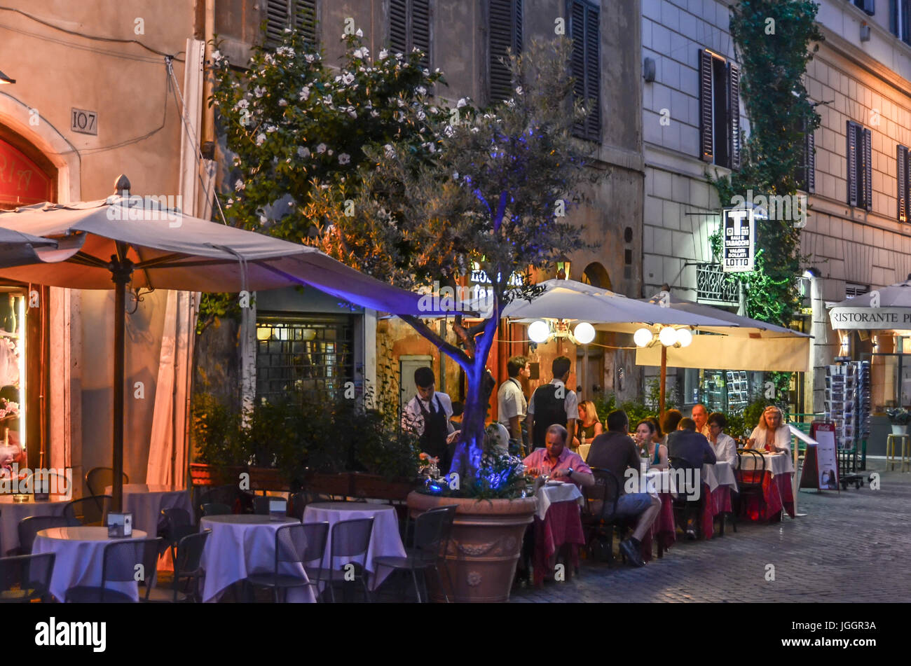 Italian Outdoor Cafe At Night