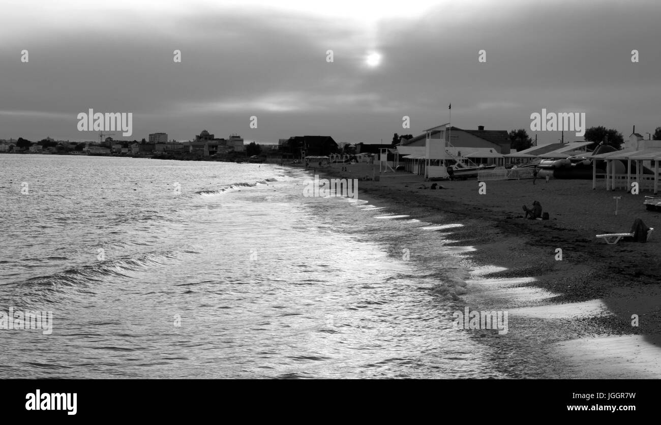 Bright orange sunset landscape Black and White Stock Photos & Images ...