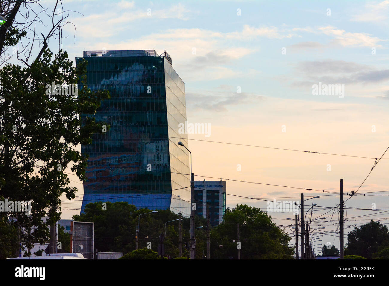 A Bucharest office building near the world trade center buildings from ...