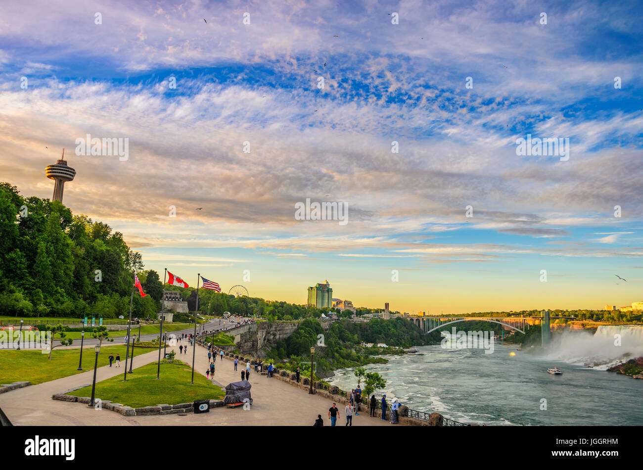 The amazing Niagara Falls at sunset. Canadian Falls Ontario, Canada ...