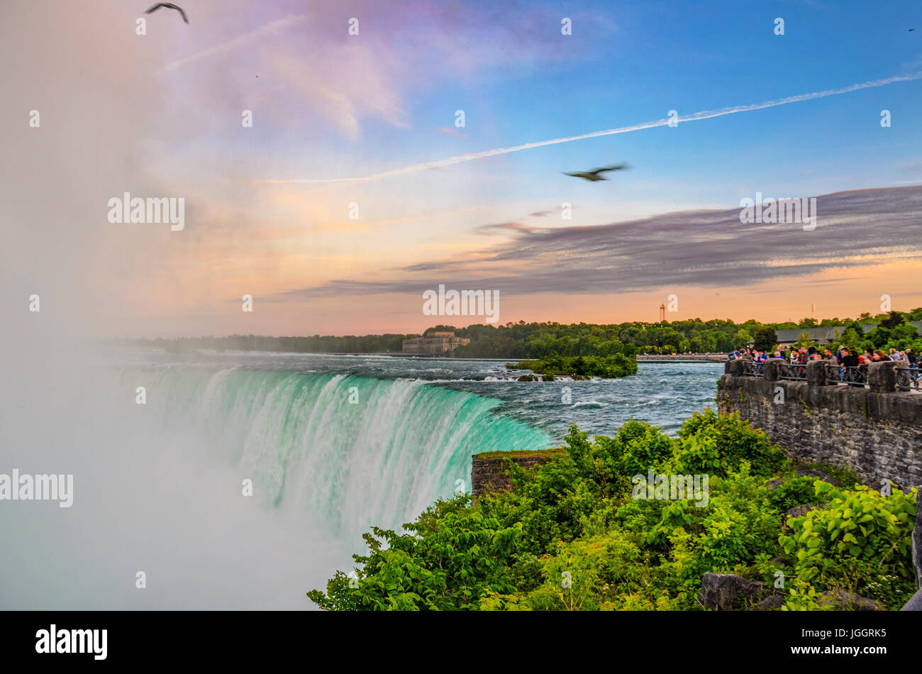 The amazing Niagara Falls at sunset. Canadian Falls Ontario, Canada ...