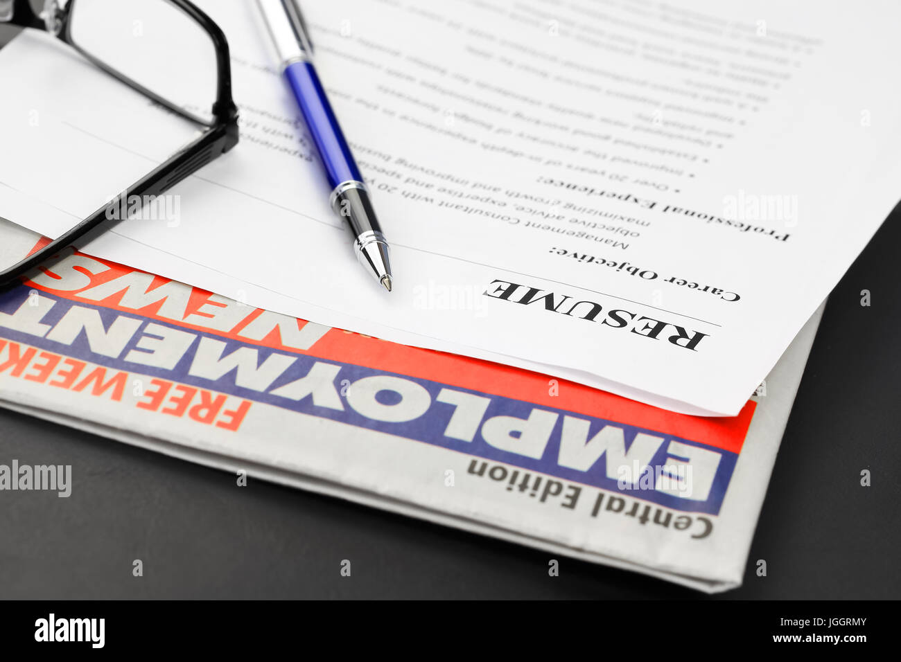 Resume on the Table Stock Photo - Alamy