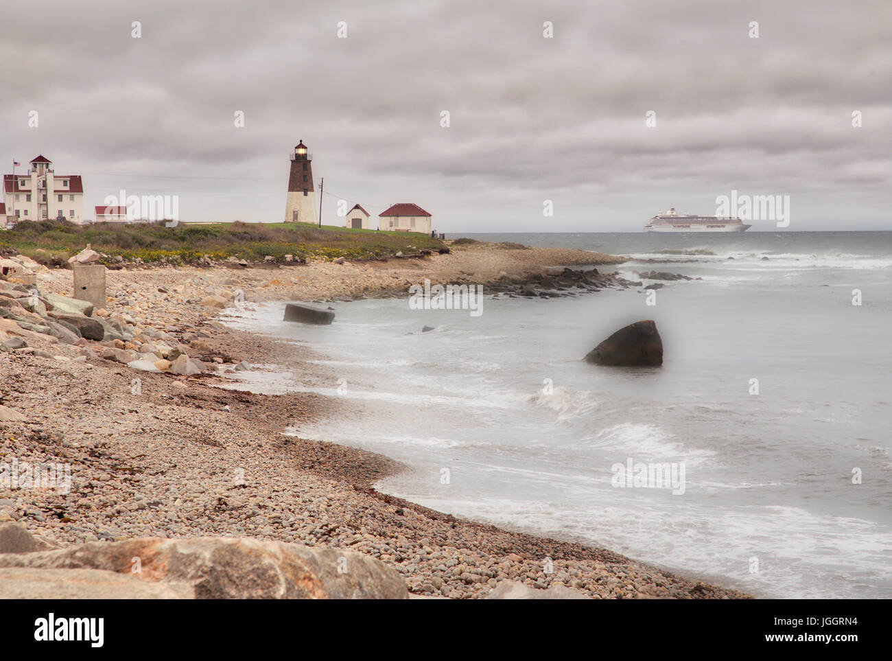 South County RI - Point Judith Light Stock Photo - Alamy