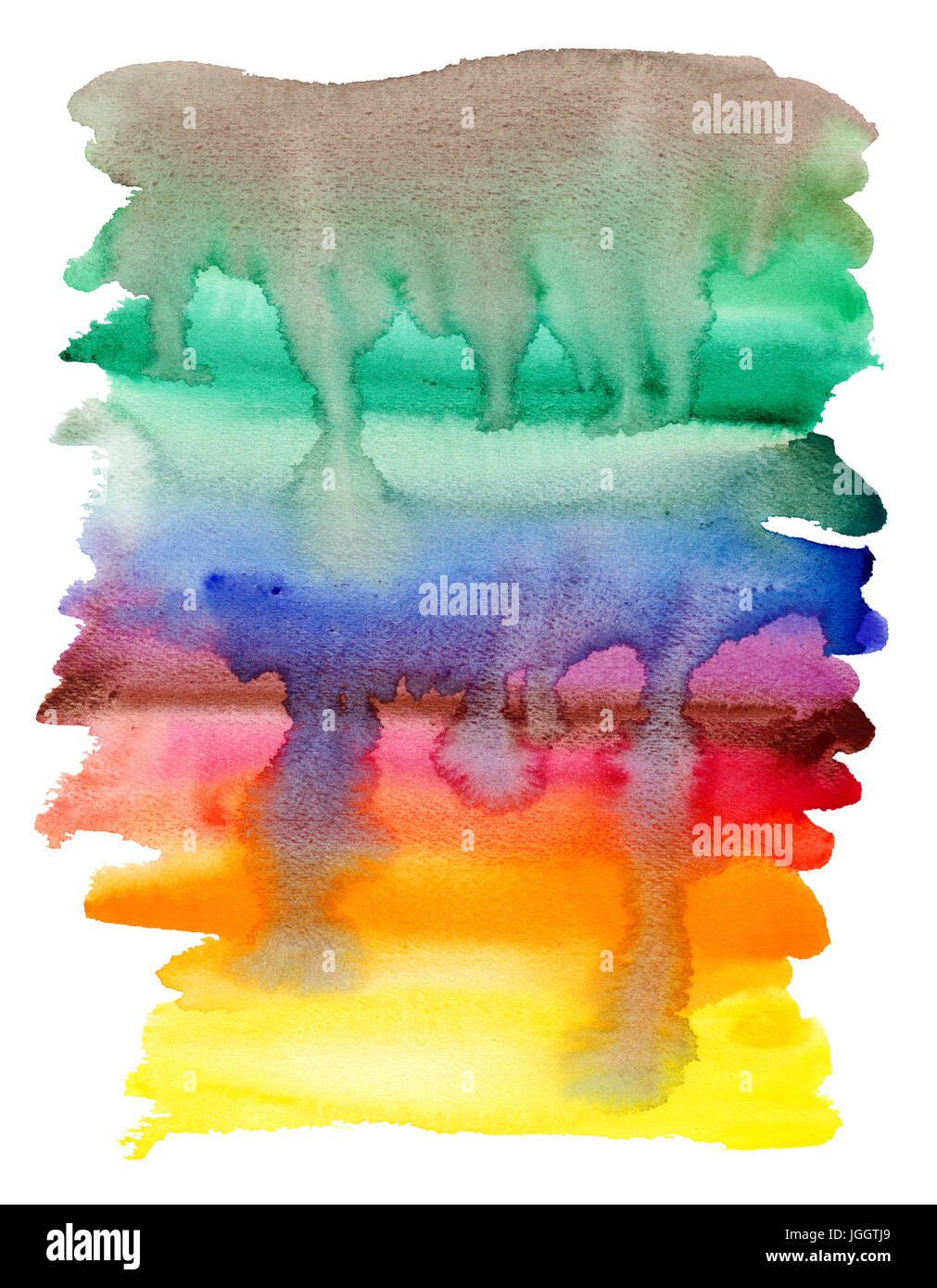 Stains of paint running down the paper - watercolor Stock Photo - Alamy