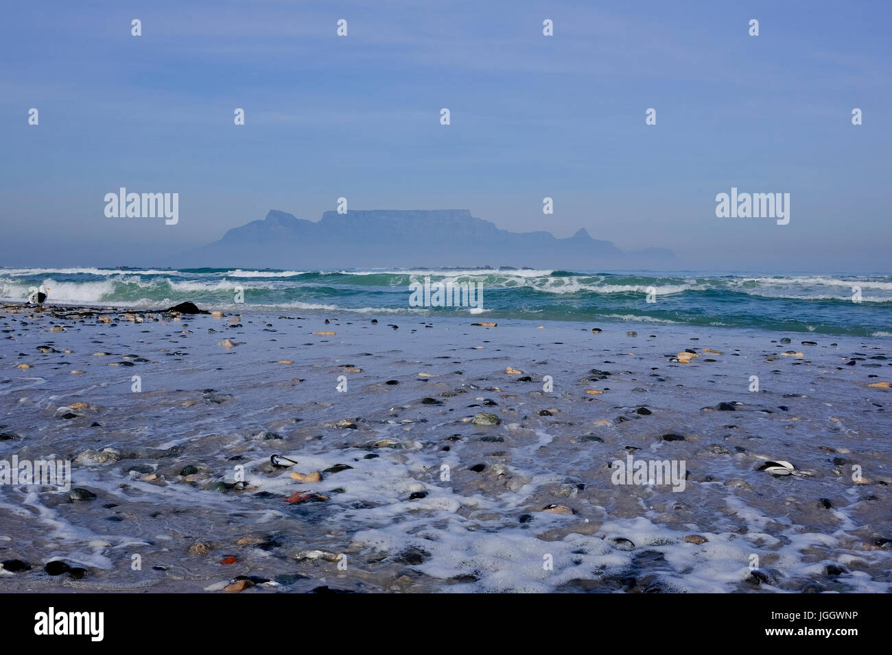 Cape Town,South Africa. Smog covers the lower reaches of Table Mountain ...