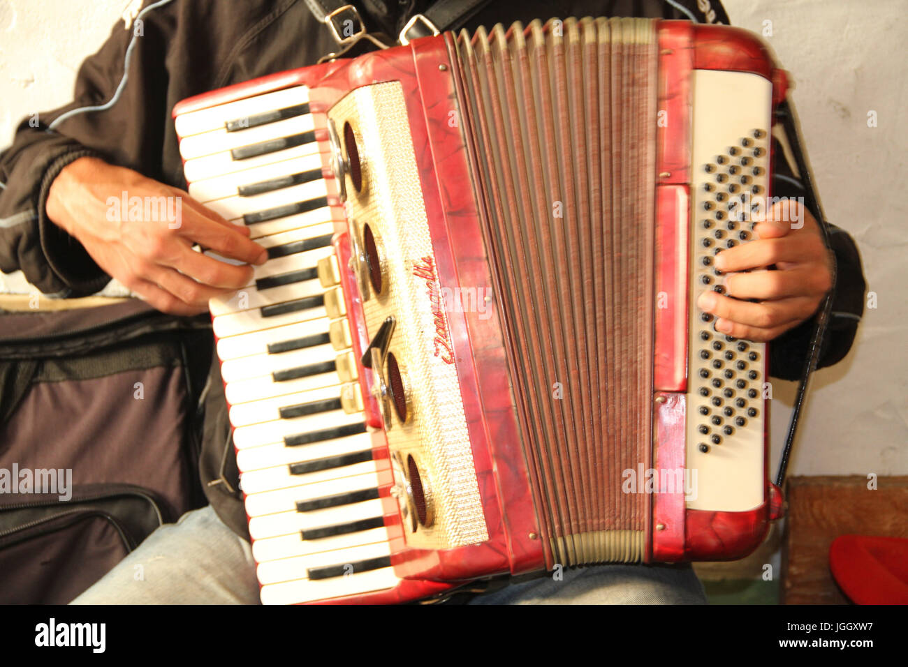 Person, concertina, accordion, 2016, center, São Tomé das Letras, Minas ...