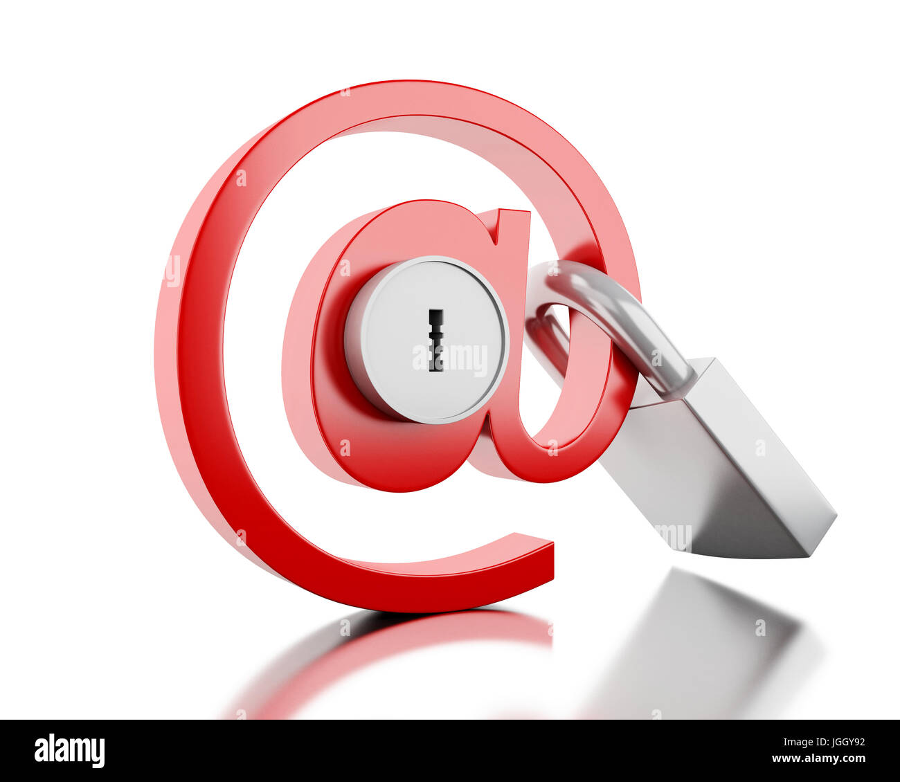 3d illustration. Mail sign with lock and padlock. E-mail Safety concept ...