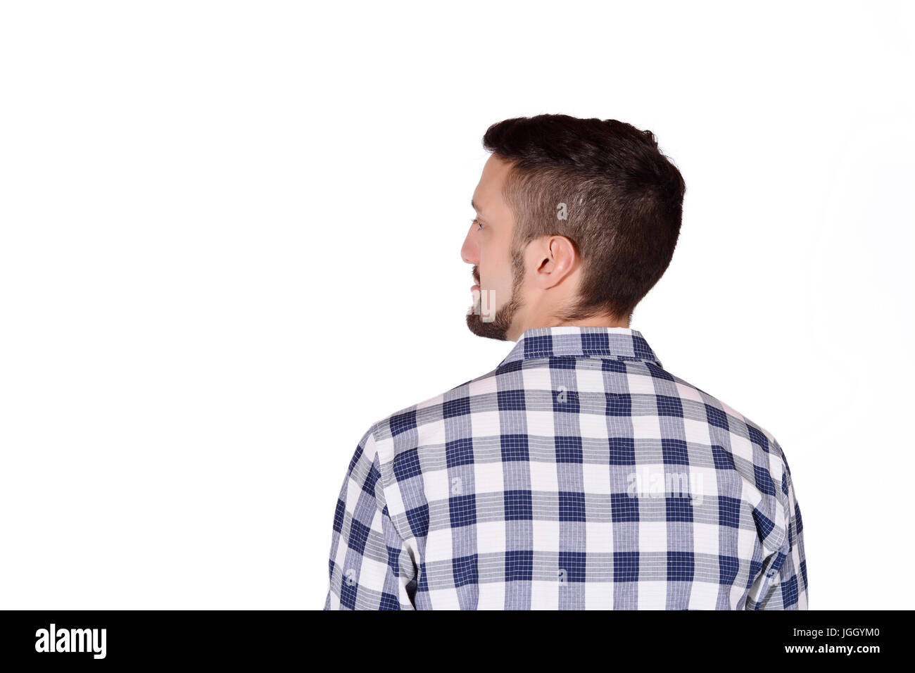 Back view of young man. Isolated white background Stock Photo - Alamy