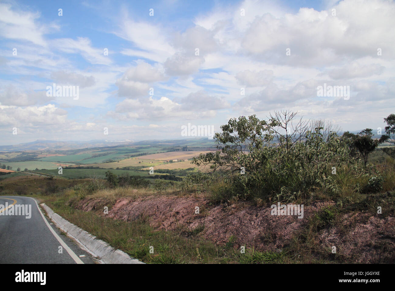 Landscape, Highway MGC 354, 2016, Lavras, Minas Gerais, Brazil Stock ...