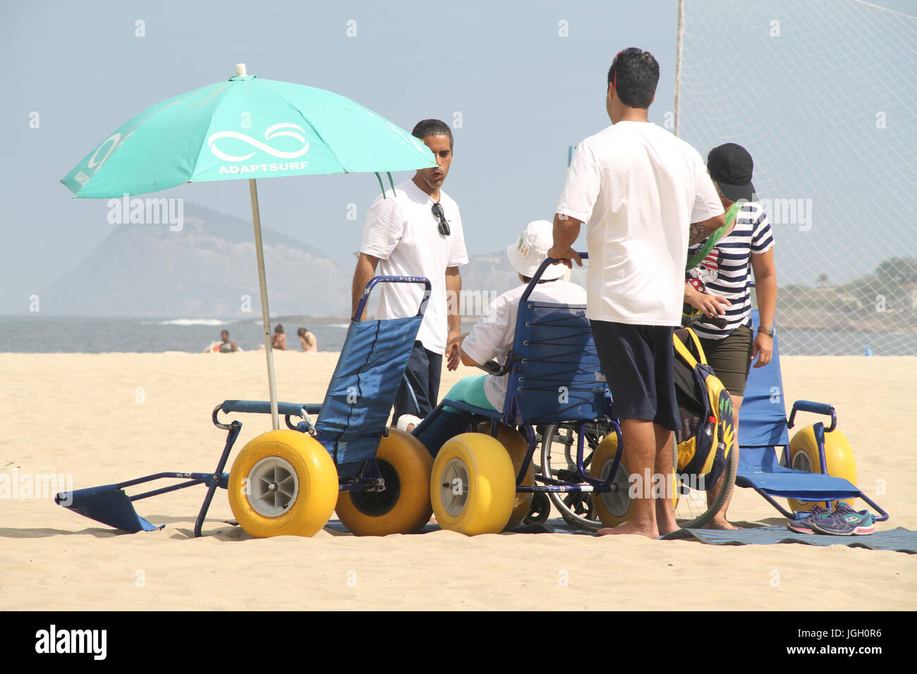 People, amphibious chair, Copacabana Beach, 2016, Copacabana, Rio de ...