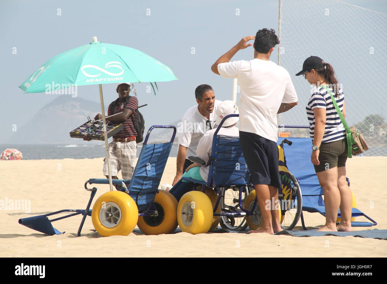People, amphibious chair, Copacabana Beach, 2016, Copacabana, Rio de ...