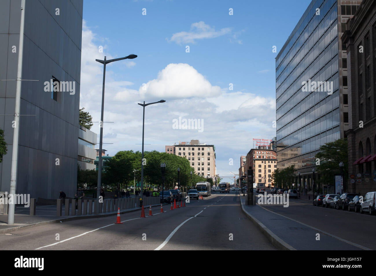 View up Congress Street from South Station area, Boston, Massachusetts ...