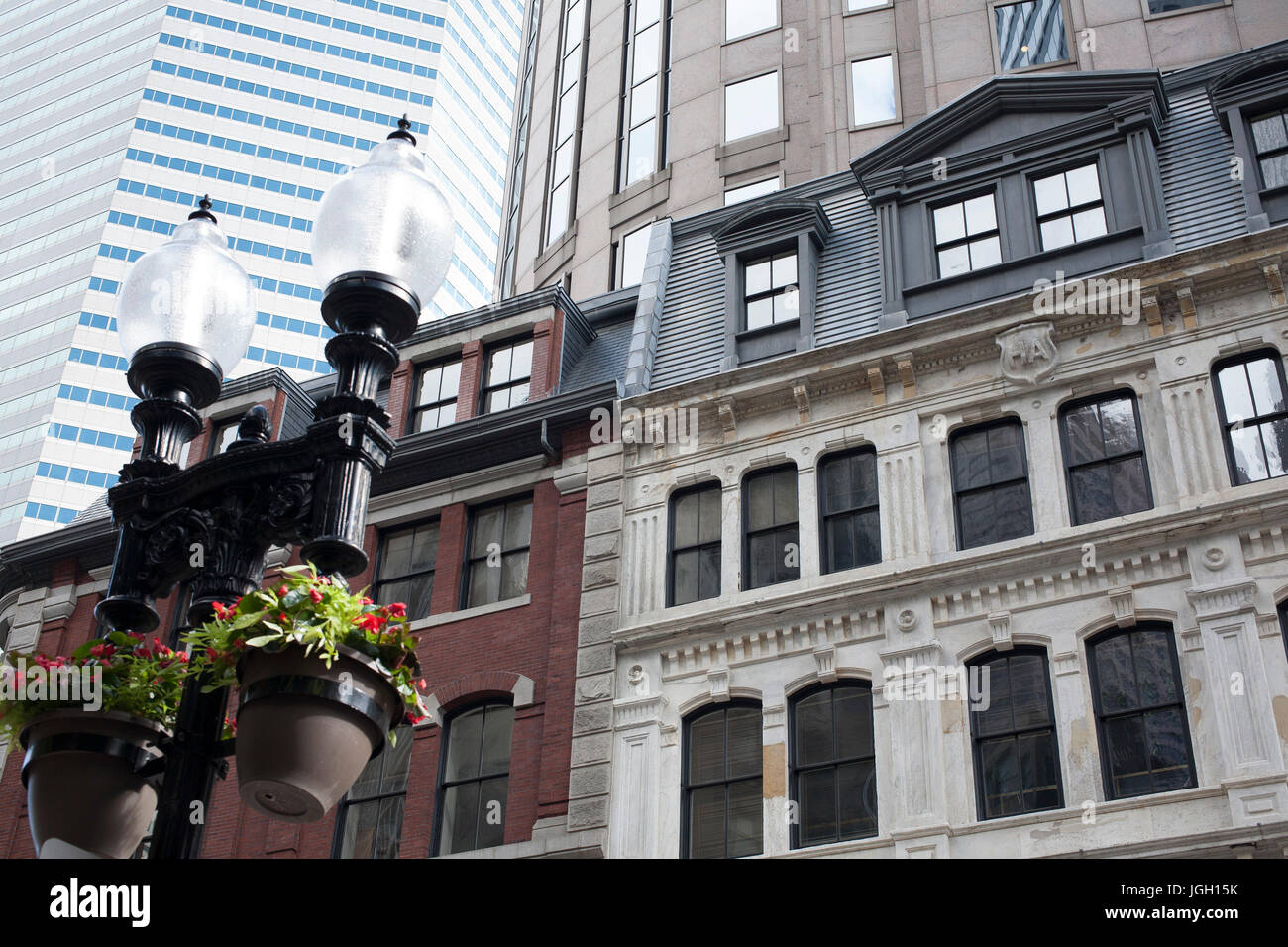 Beautiful old buildings on Summer Street with Federal Reserve bank in ...