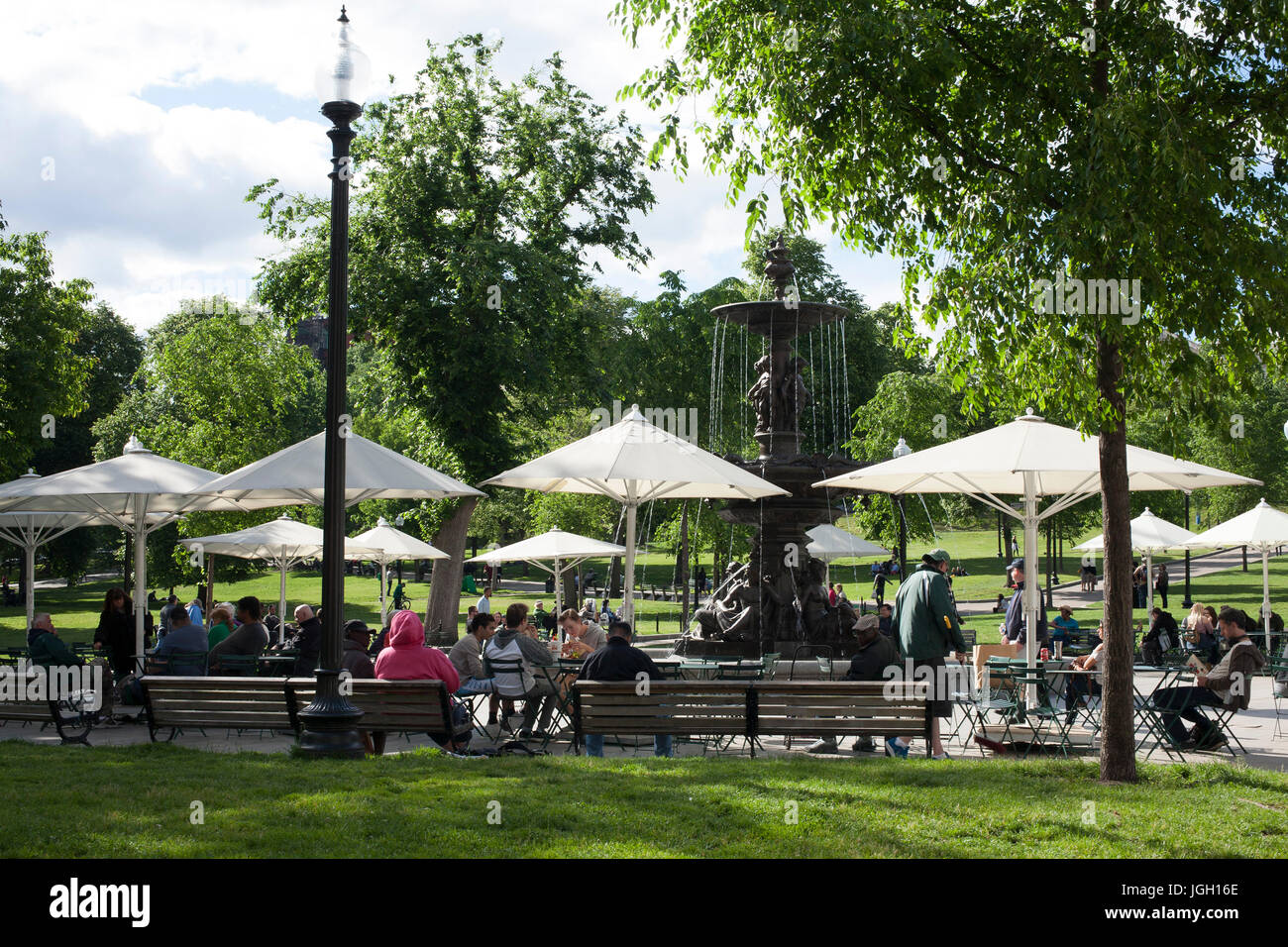 Summer gathering of Boston visitors at the historic Boston Common, in ...