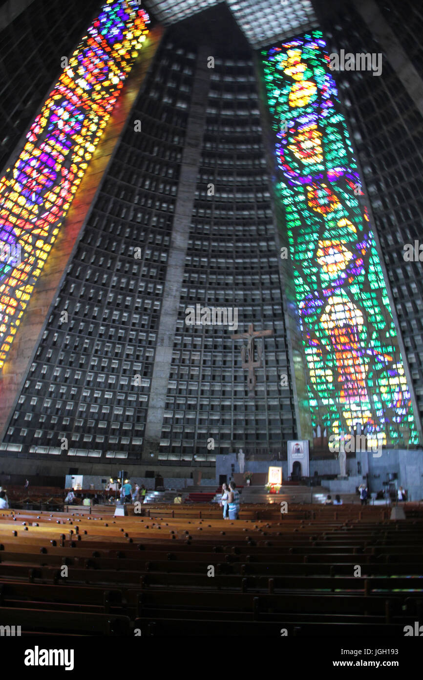 Inside, interior, Metropolitan Cathedral, 2016, Center, City, Rio de ...