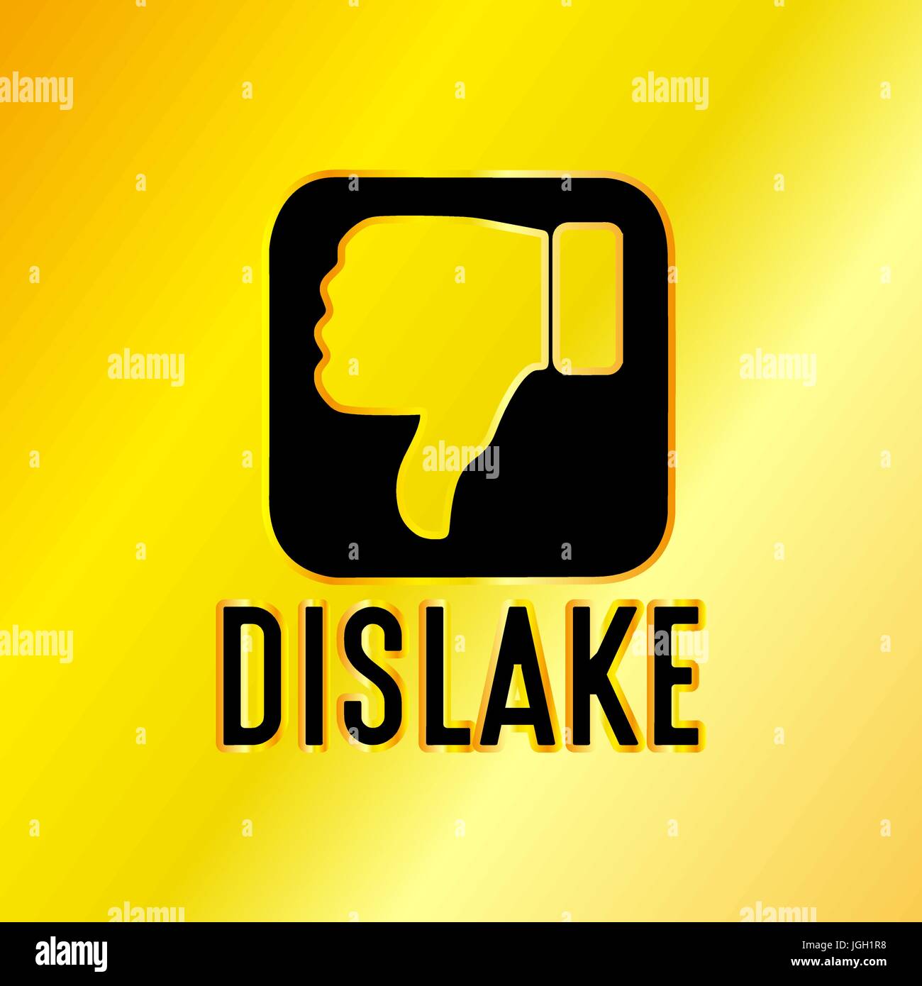 Dislike Emblem with Golden Background, Vector, Illustration Stock ...