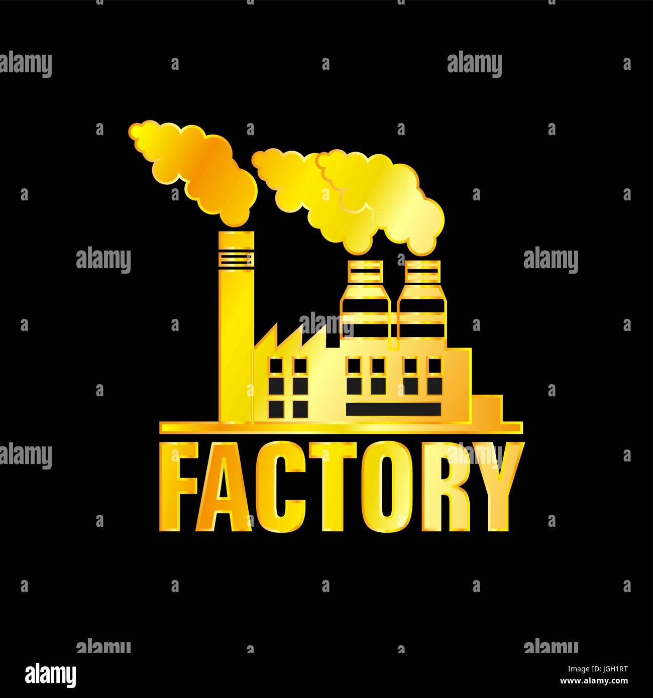 The Factory Building Golden Icon, Vector, Illustration, EPS Stock ...