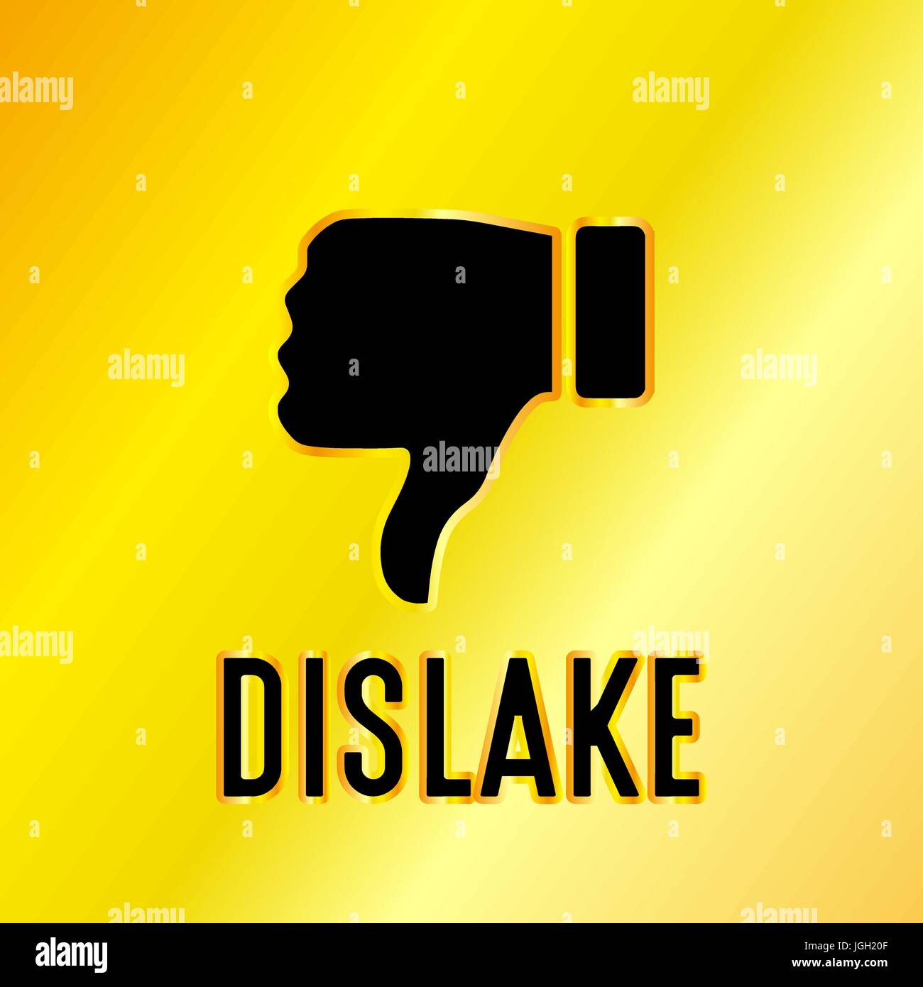 Dislike Emblem with Golden Background, Vector, Illustration Stock ...