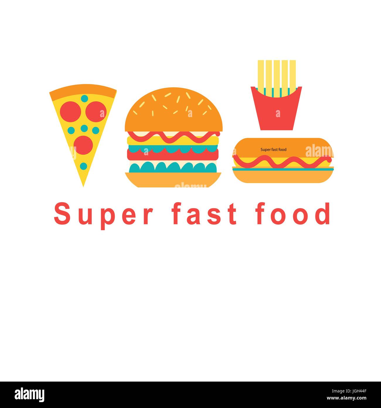 Set of fast food vector food on white background Stock Vector Image ...