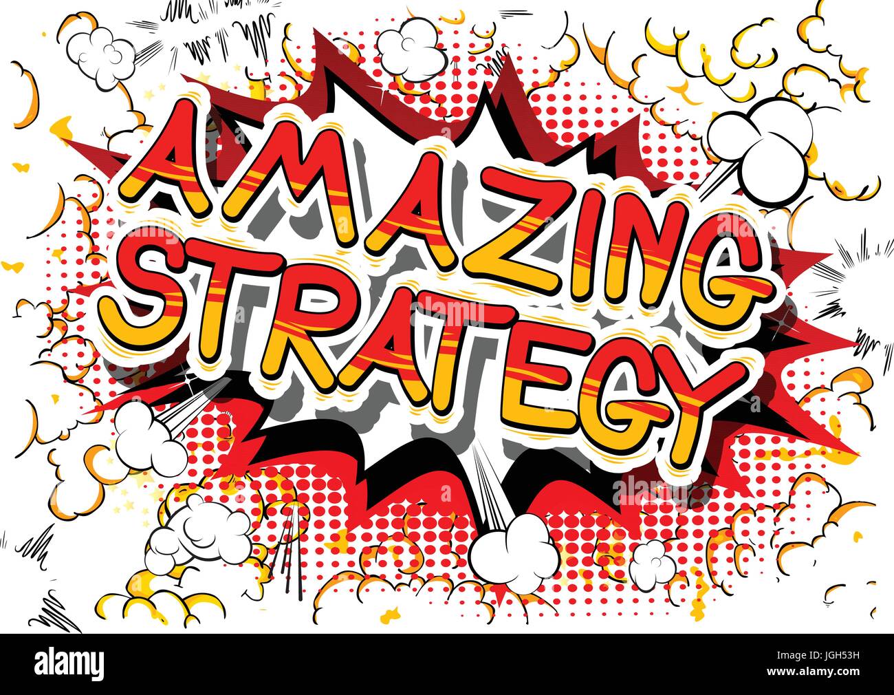 Amazing Strategy - Comic book style phrase on abstract background Stock ...
