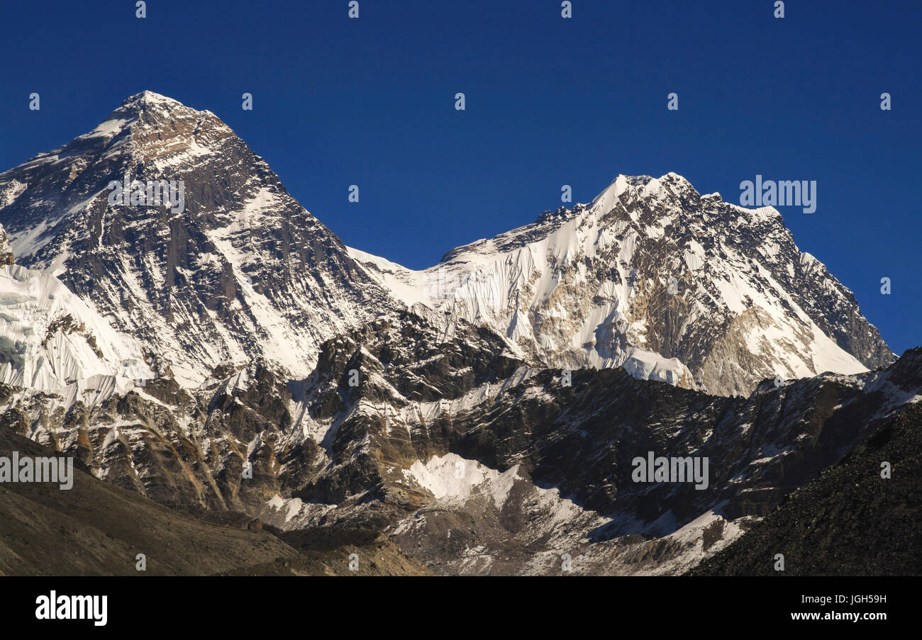 Telephoto of South Ridge and Hillary Step of Mount Everest from ...