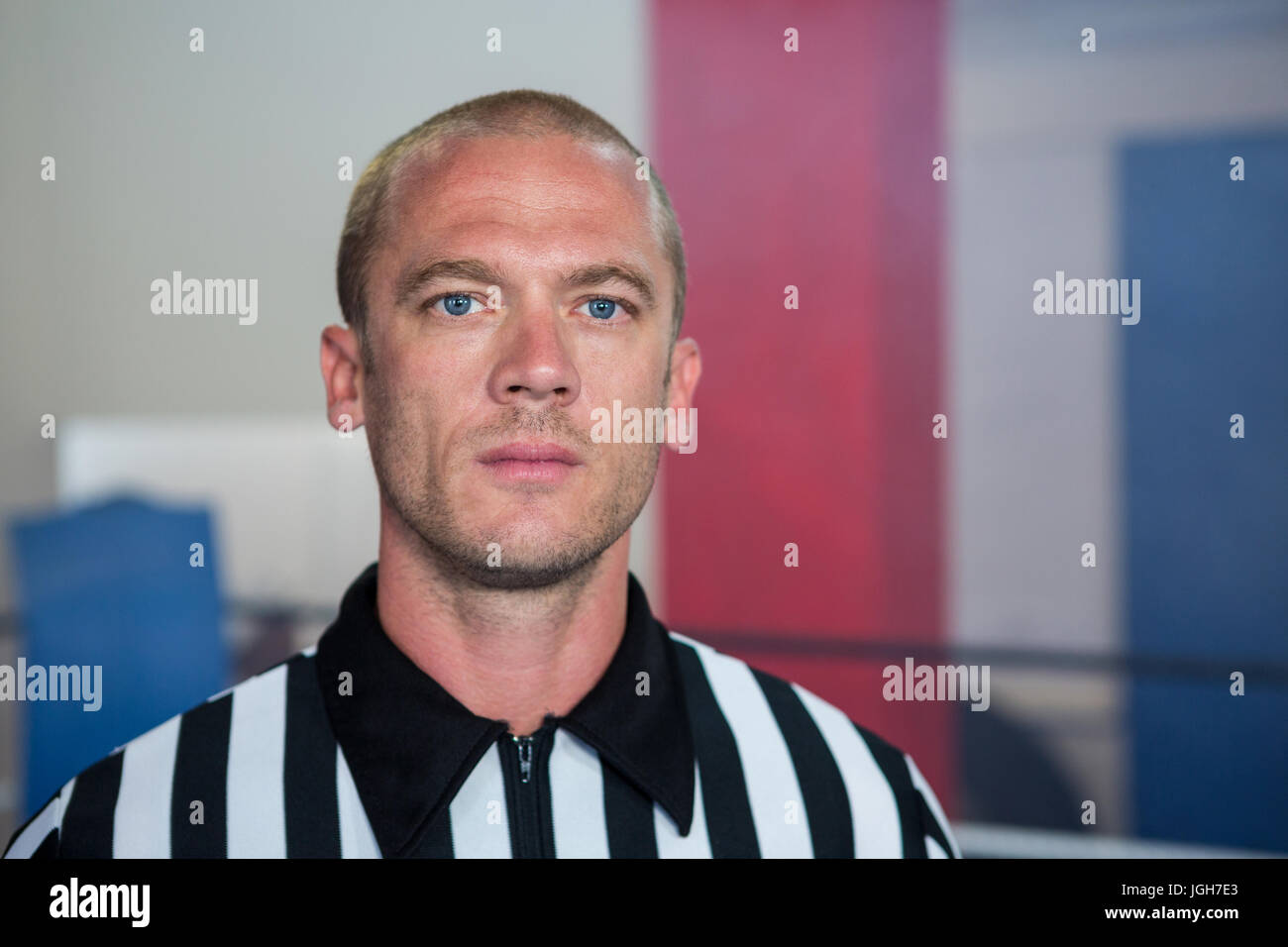 Close-up portrait of male referee at fitness studio Stock Photo - Alamy