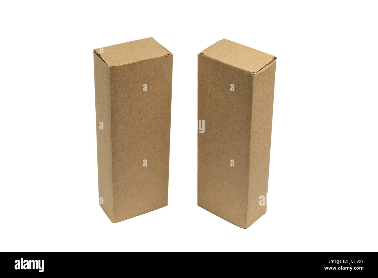 Two long rectangle closed brown cardboard box packaging blank template ...