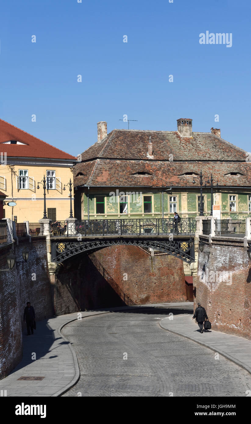 Liars Bridge at Piata Mica Square in Sibiu, Transylvania,Romania Stock ...