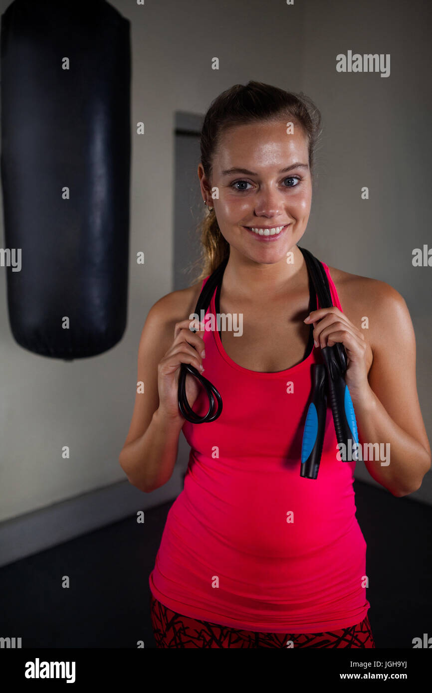 Female boxer exercising skipping rope hi-res stock photography and ...
