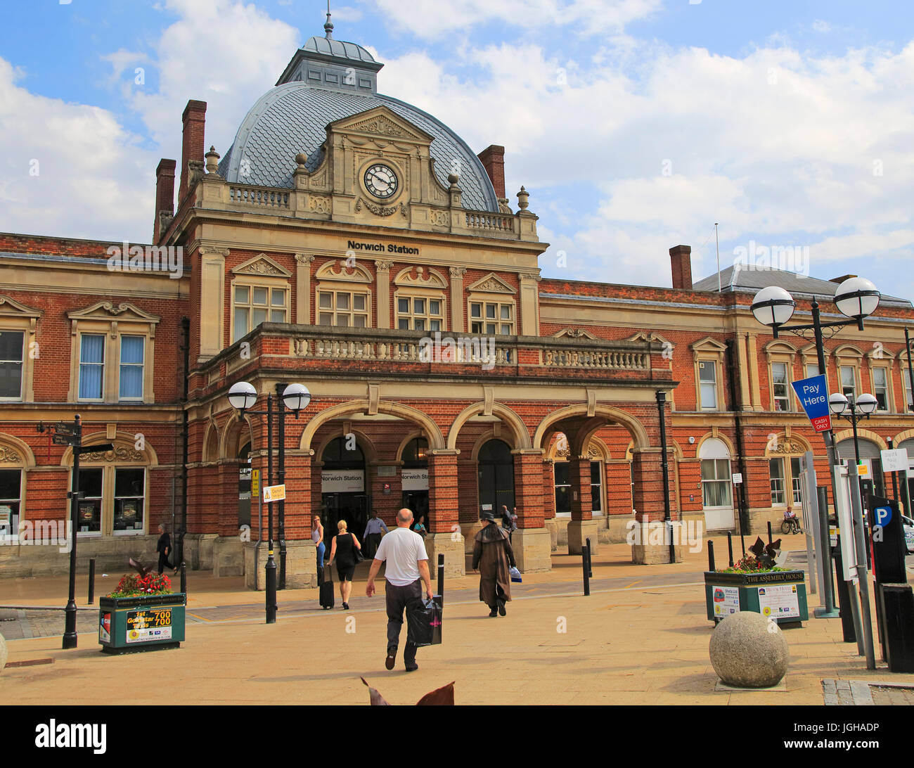 Historic building railway station exterior, Norwich, Norfolk, England ...